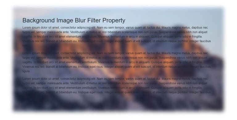 Image Blur Filter Property | CSS Filter To Background Image